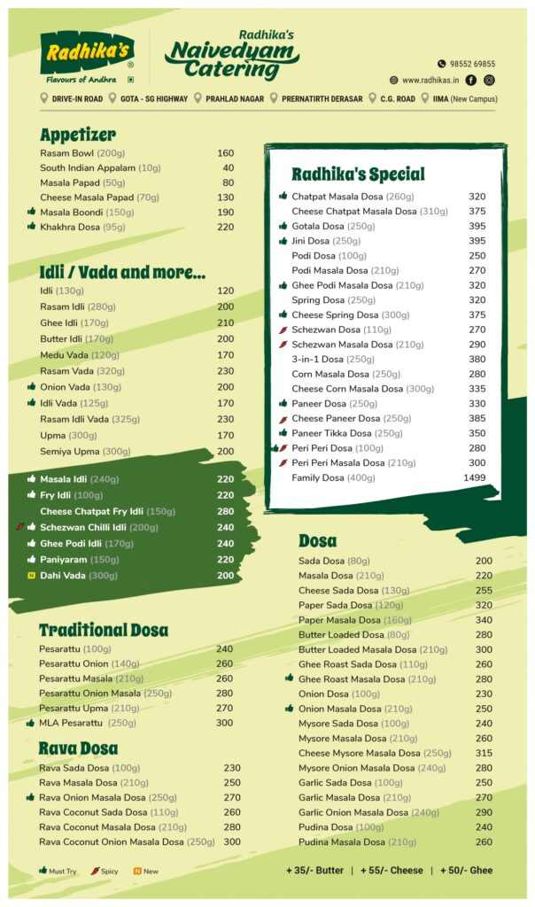 Menu – Radhika’s