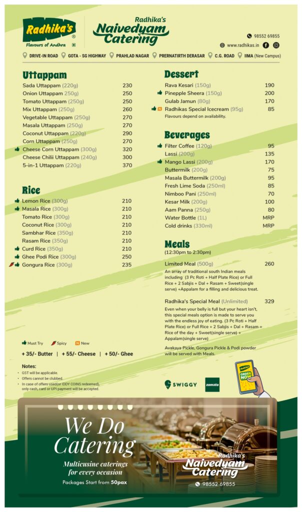 Menu – Radhika’s
